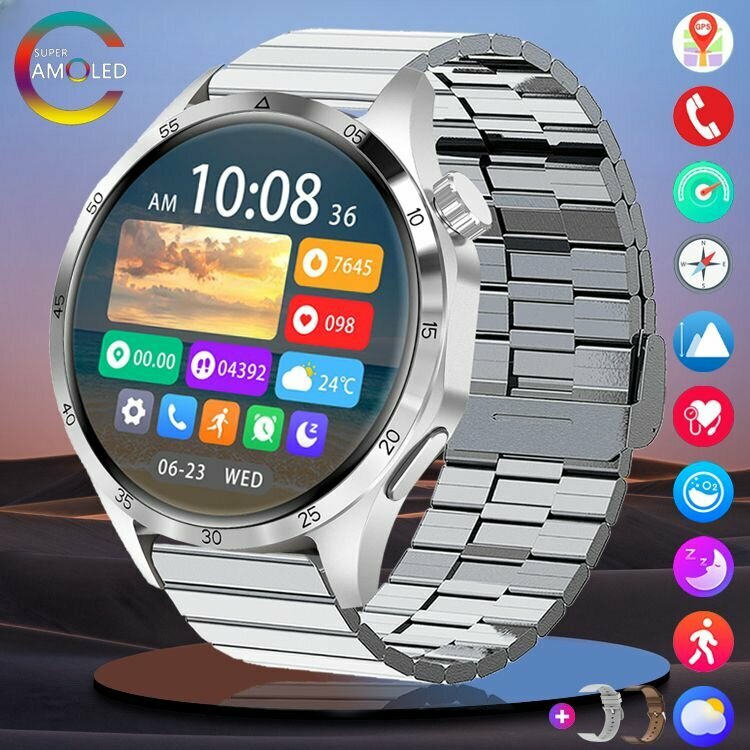 Умные часы Limited Edition 2024, Series 4 Pro Max, 2 ремешка, 46mm, черный