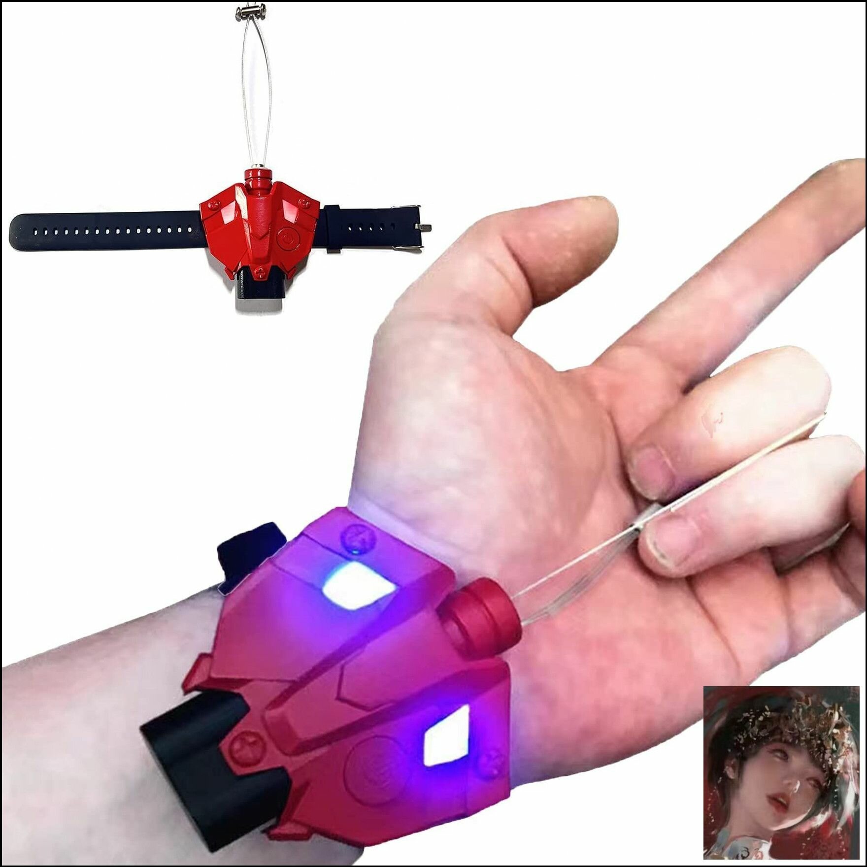 Наручи Spider Web Shooters-Пусковая установка супергероя для косплея своими руками, наручный передатчик-Может захватывать мелкие предметы (красный)