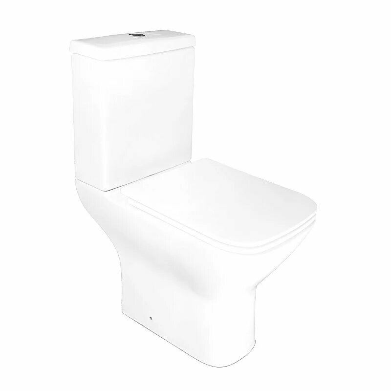 Унитаз-компакт напольный AZARIO Iris AZ-8353 с микролифтом, безободковый, антивсплеск, фаянсовый, белый, глянцевый, прямоугольный, с нижним подводом, сиденье для унитаза в комплекте