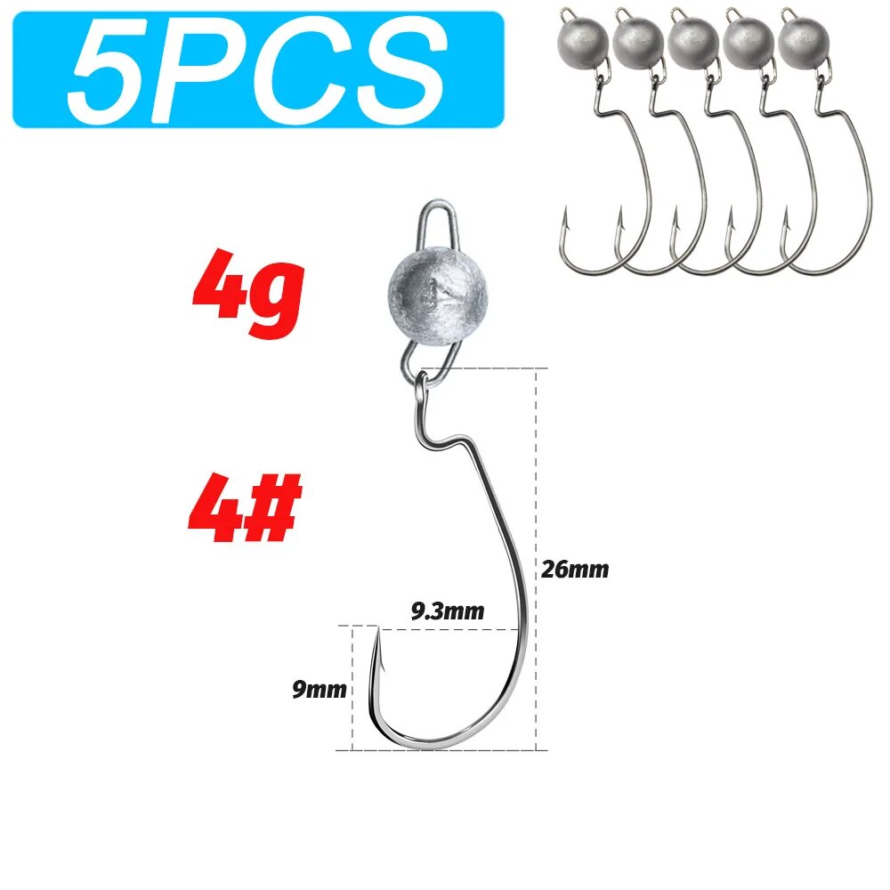 Крючки для червей GOBAIT 4g, 4#, 5 шт.