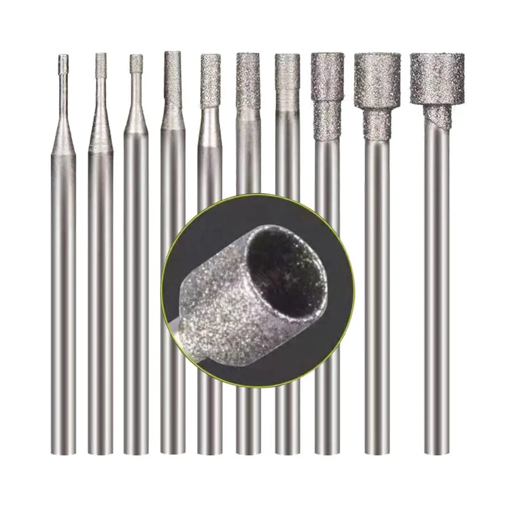 Алмазные коронки для резьбы по камню 0.8-5 мм, 10шт