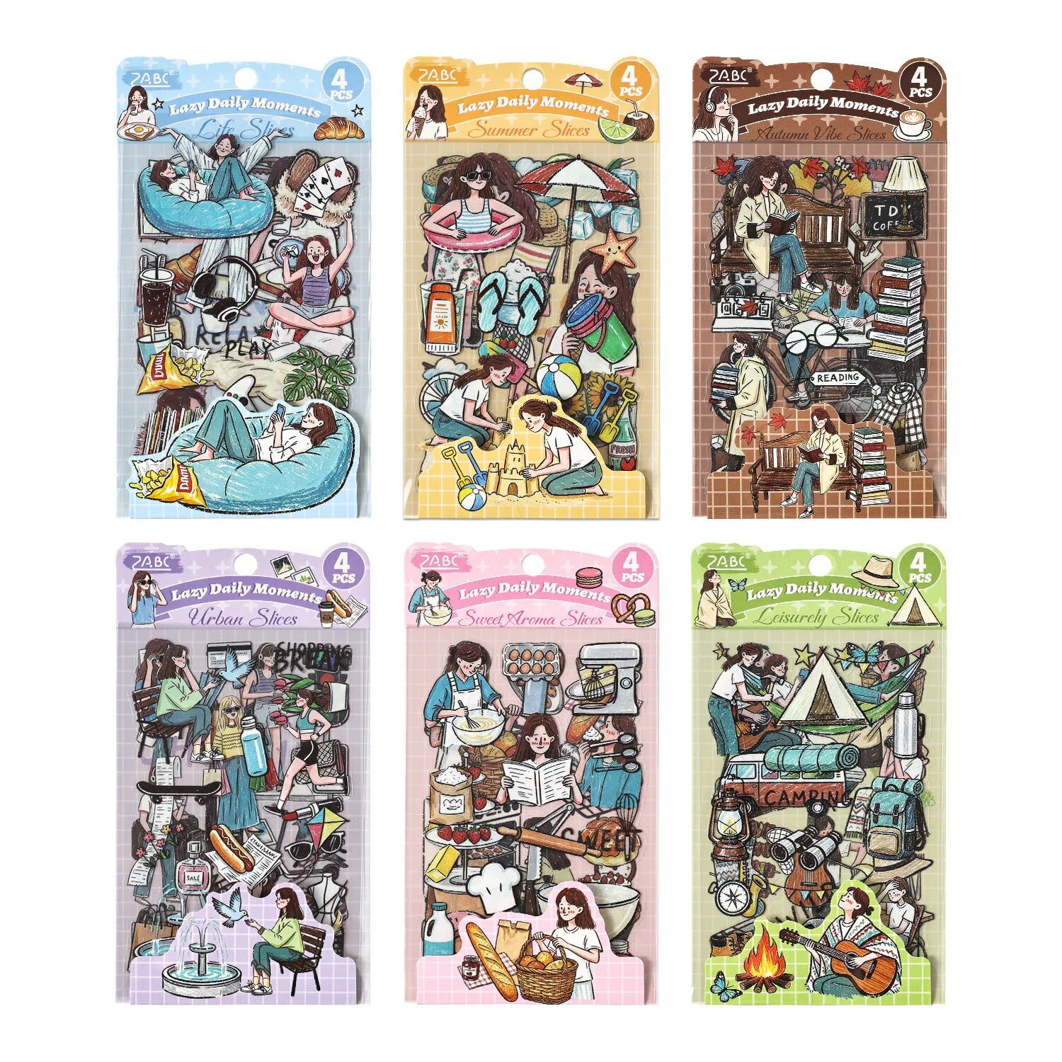 Коллекционные винтажные наклейки PET для творчества set of 6
