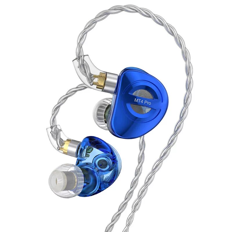 TRN MT4 Pro Двойной драйвер HiFi цифровые наушники в классическом синем цвете с Type-C кабелем, резиновой конструкцией,