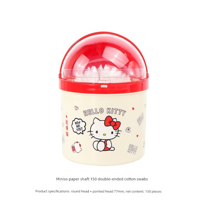 Ватные палочки Miniso Hello Kitty, двусторонние, 150 штук, для чистки ушей 150 двусторонних ватных палочек на бумажном