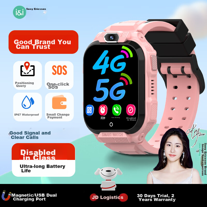Soaiy C100 Розовые умные часы с GPS, сенсорным экраном, камерой, ударопрочным корпусом, водонепроницаемостью, 4G и