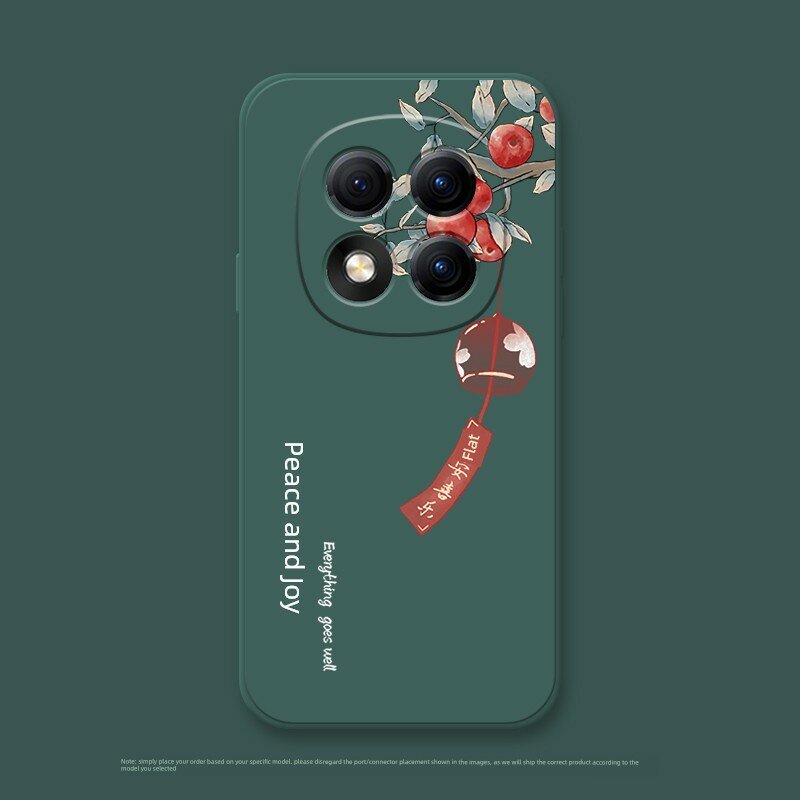 Чехол для Redmi Note 14 Pro из жидкого силикона с дизайном «Спокойная радость» в темно-зеленом, мягкая поверхность