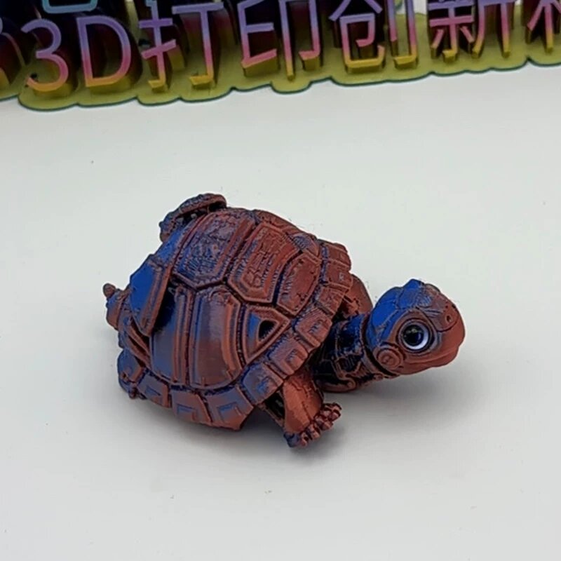 3D-печать подвижная модель черепахи для стола в сине-фиолетовом цвете, подарочная игрушка для детей с функцией