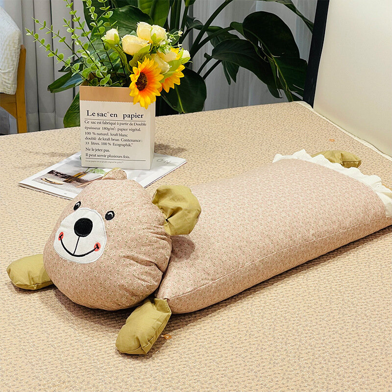 Подушка Puppy Bear с лавандой - Розовая, 85x30 см, заполнение из юньнаньского гречневого зерна