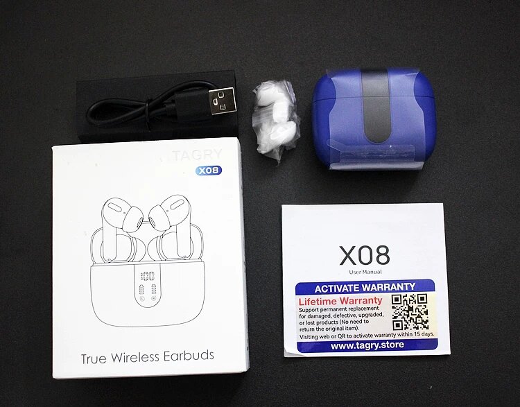 TAGRY XO8 Bluetooth 5.0 Наушники True Wireless с шумоподавлением, длительным сроком службы батареи для спорта, игр и
