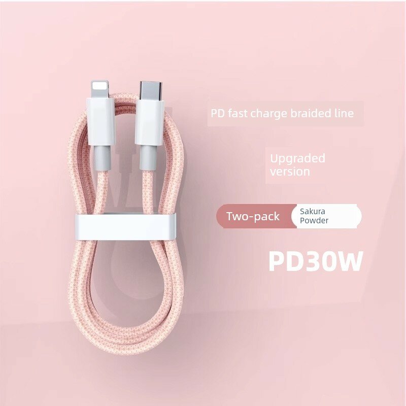 Розовый кабель быстрой зарядки PD-30W, 1 м, USB-C к Lightning, 30 Вт передачи мощности для iPhone