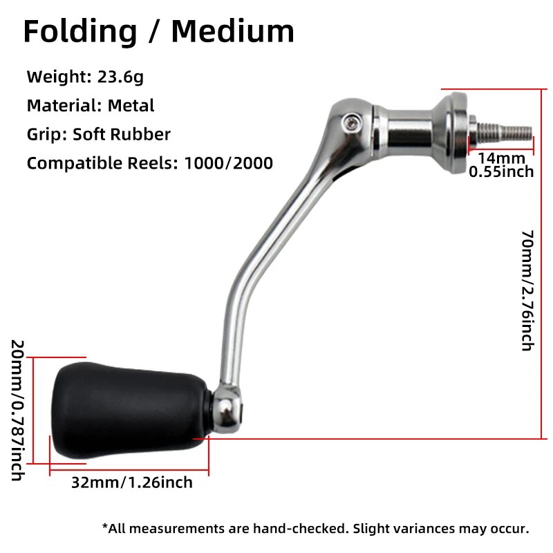 HUIDIAO Прочная металлическая ручка для безынерционной катушки Folding Medium