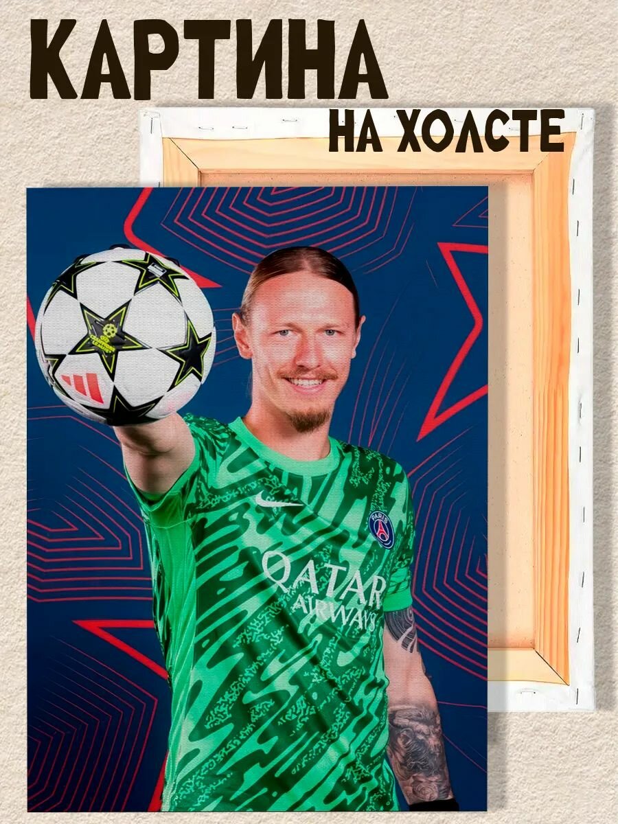 Картина на стену Сафонов футболист, на подрамнике, 1шт, 25х17 размер.