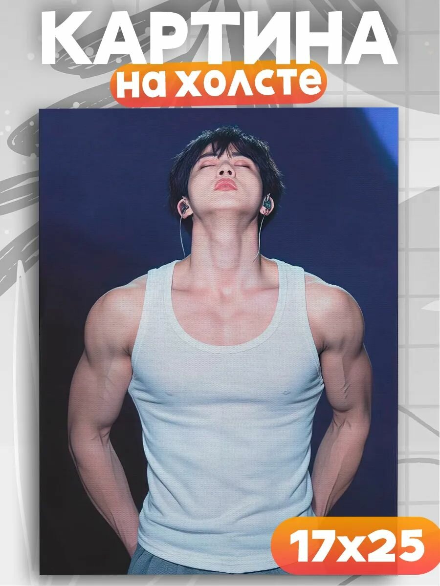 Картина на стену кпоп Bts БТС к поп Ким Сокджин, на подрамнике, 1шт, 25х17 размер.