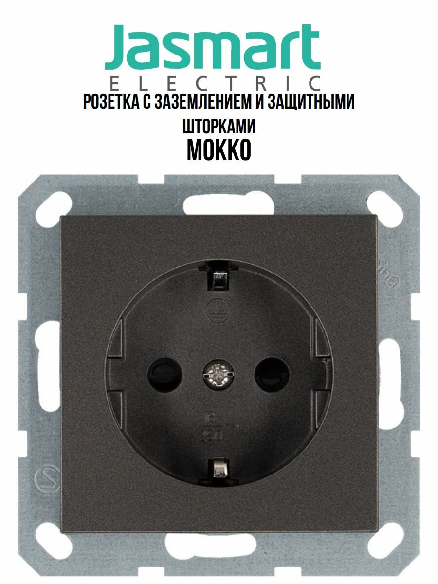 Печать Розетка SCHUKO с защитными шторками 16A 250V Jasmart