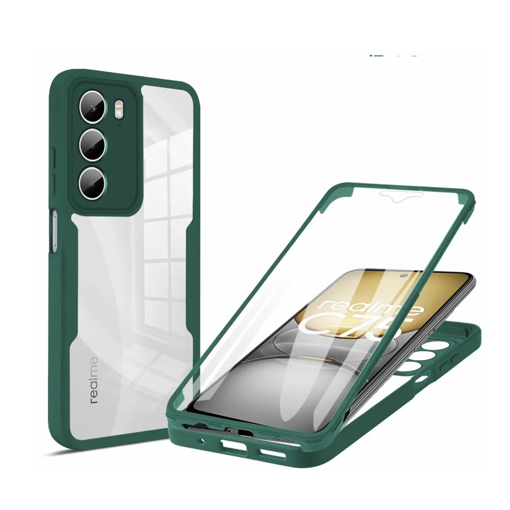 Чехол Realme 8 изумрудный зеленый с защитной пленкой