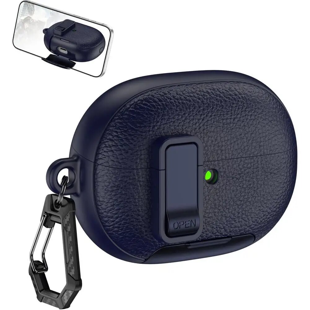 Чехол для Huawei FreeBuds Pro 5 Clip2, кожа, синий