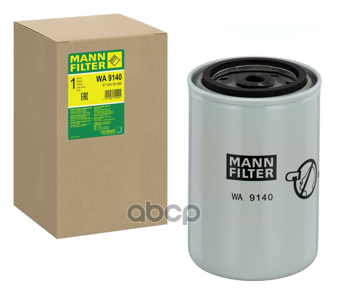 Фильтр охлаждающей жидкости MANN-FILTER арт. WA9140