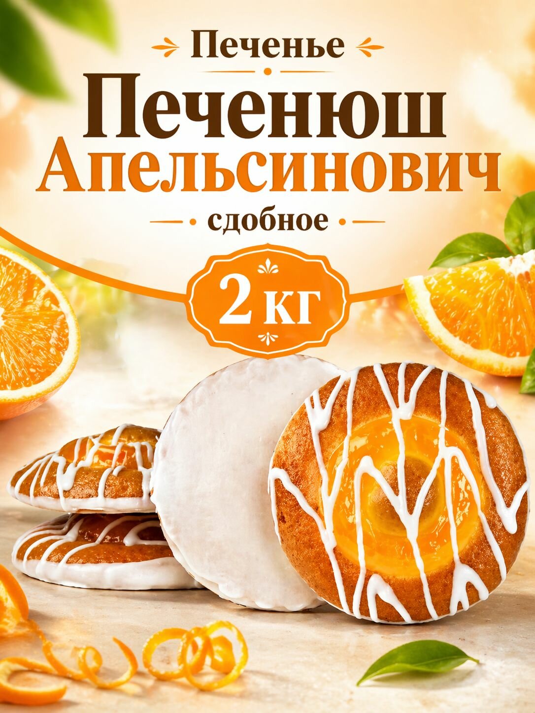Печенье "Печенюш Апельсинович" сдобное, 2 коробки по 2 кг