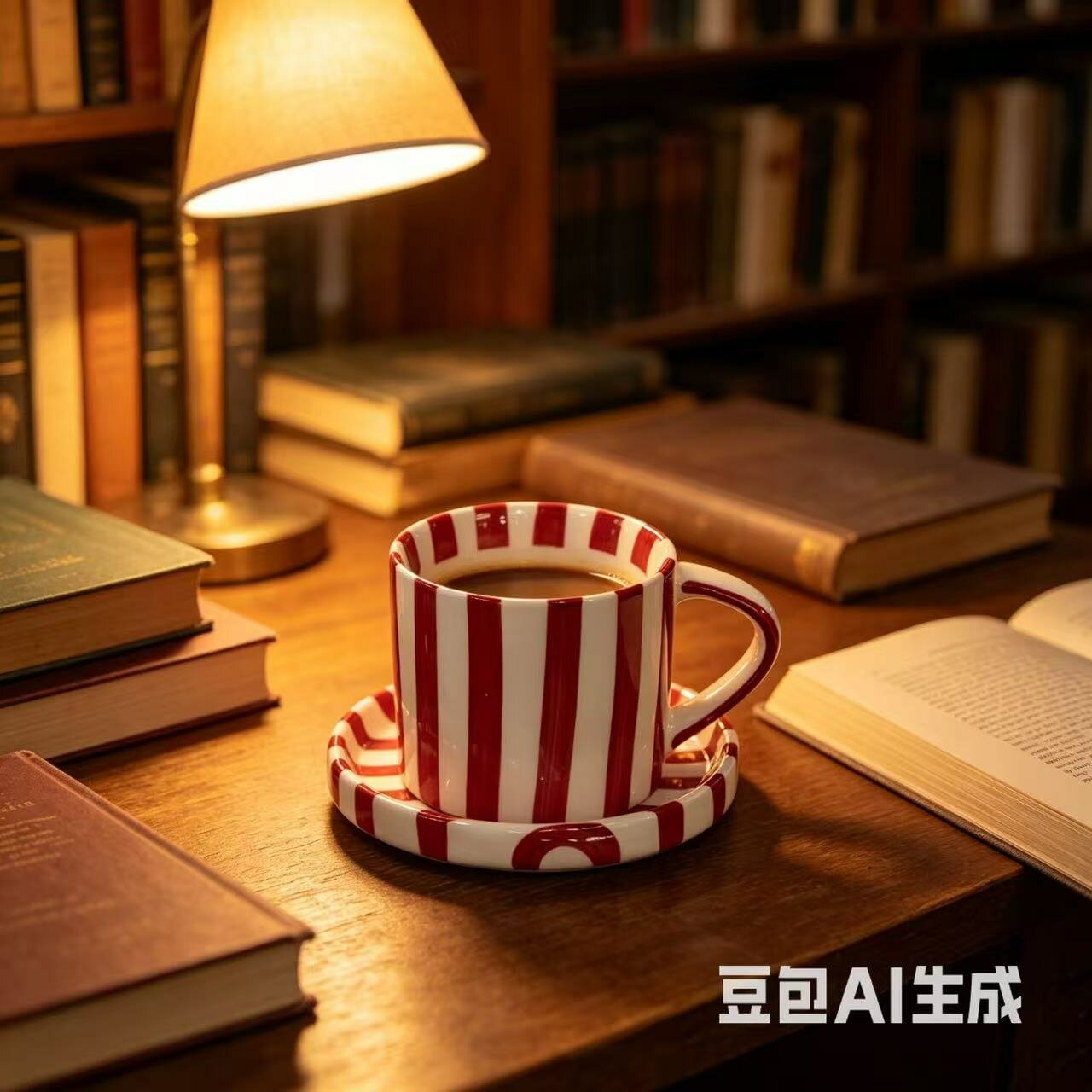 Креативная керамическая кофейная чашка, красная в полоску, (чашка + блюдце), 200 мл，