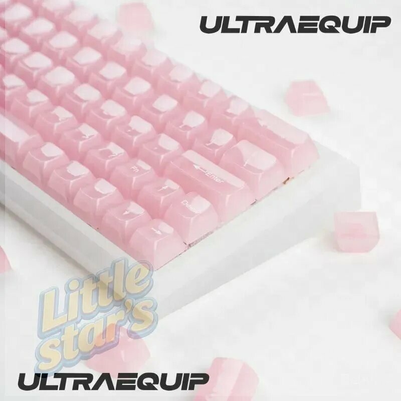 Кейкапы для механической клавиатуры - ULTRAEQUIP Набор "Фиолетовый Кристалл": 115шт, Фиолетовые Кристаллические, Матовые Полупрозрачные, Профиль Cherry, 4-Боковая Высокая Прозрачность, для MX Switch