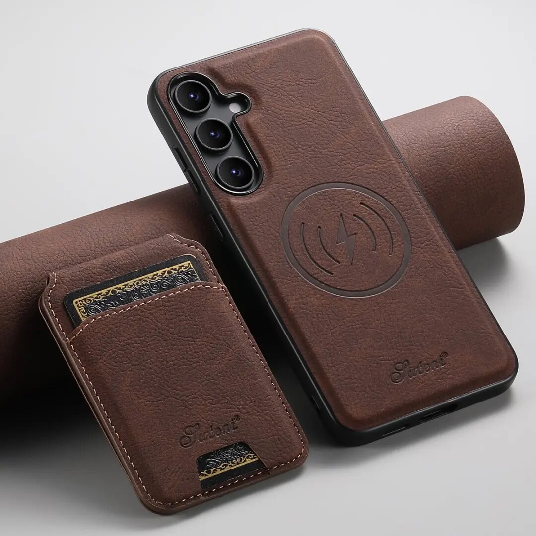 Кожаный чехол для Samsung Galaxy S25+ H16 Litchi Brown