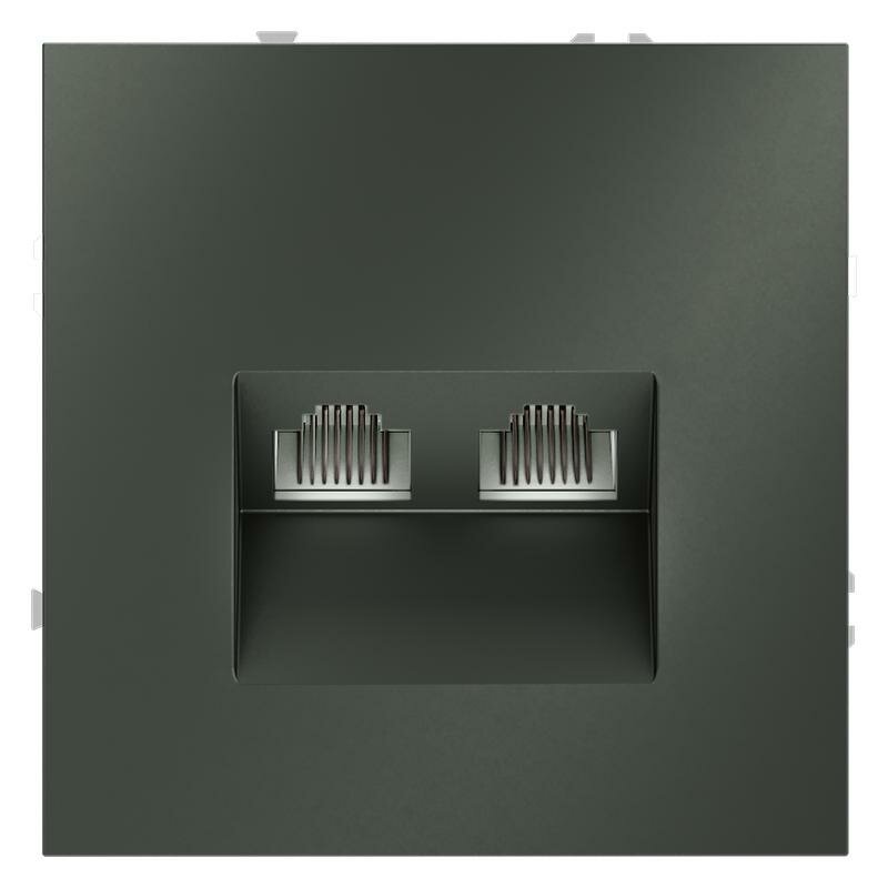 Розетка компьютерная 2-м СП S70 RJ45 + RJ45 кат.6 механизм титан Voltum VLS060206