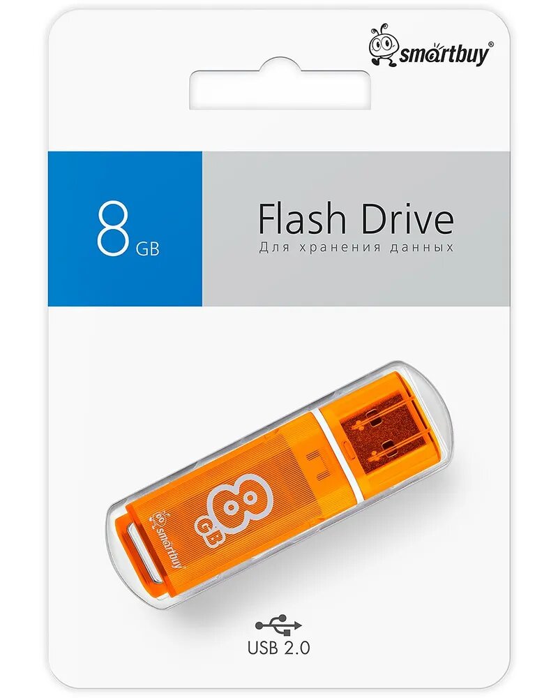 USB флеш накопитель 8 Gb SmartBuy Glossy Orange (SB8GBGS-Or ), оранжевый