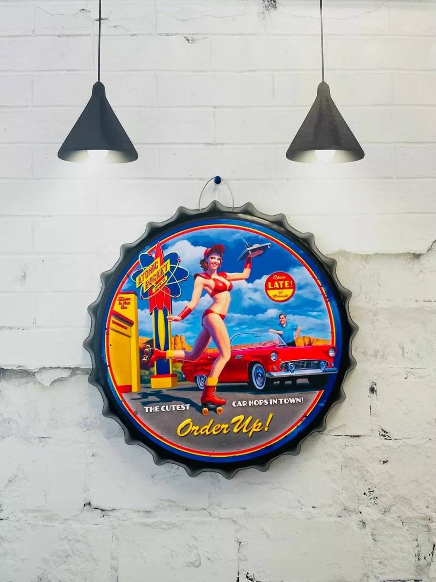 Декор на стену пробка пивная Pin up,30cm