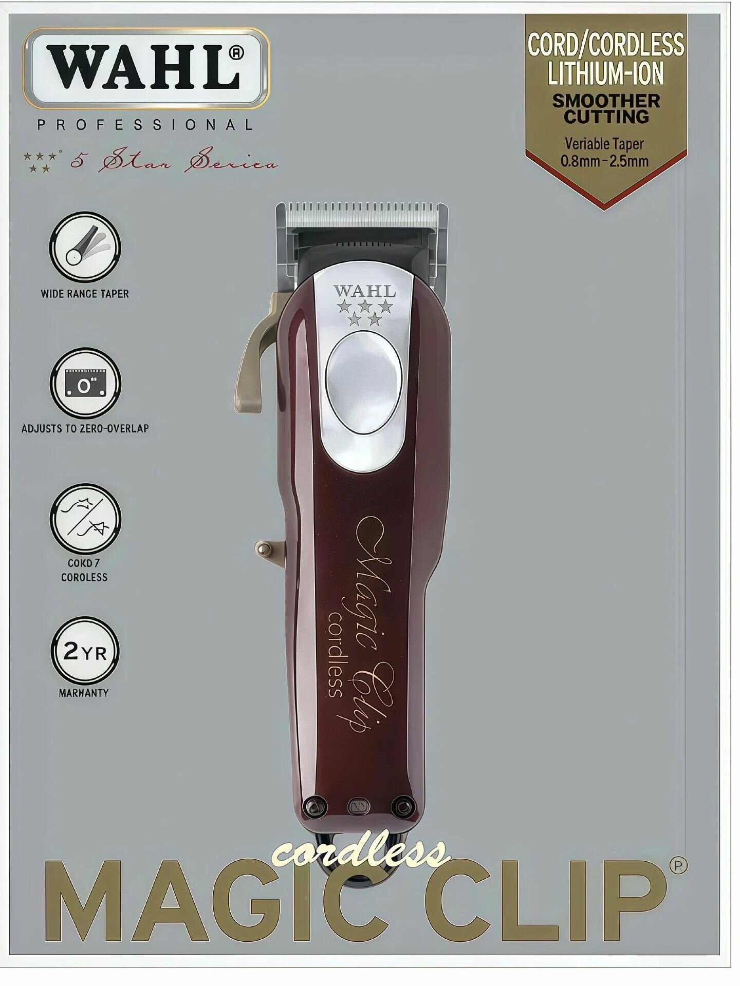 Машинка для стрижки Wahl 8148, черный матовый, коричнево-красный