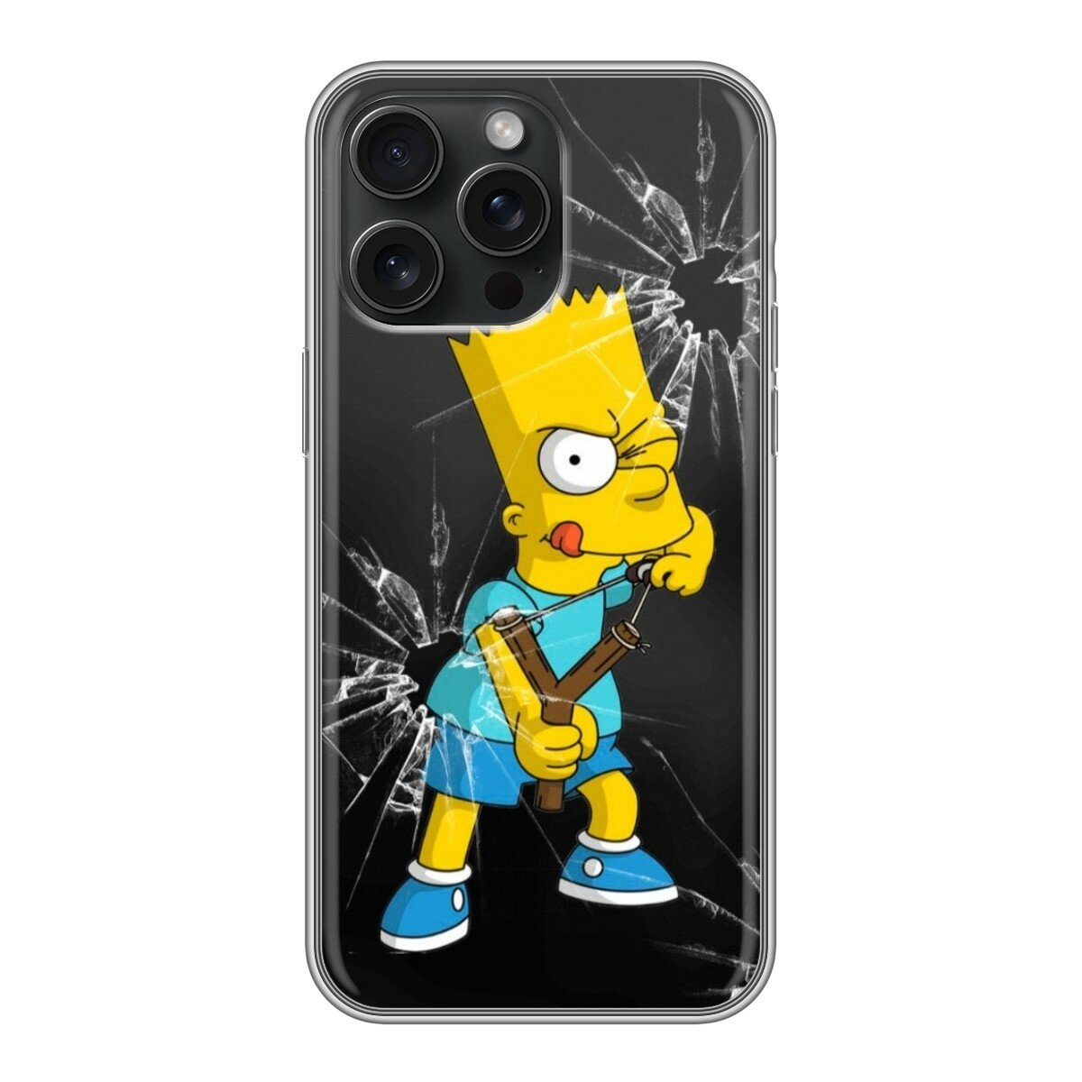 Чехол для Iphone 15 Pro Max с принтом для мальчиков Барт разбивает стекло (Айфон 15 Про Макс)