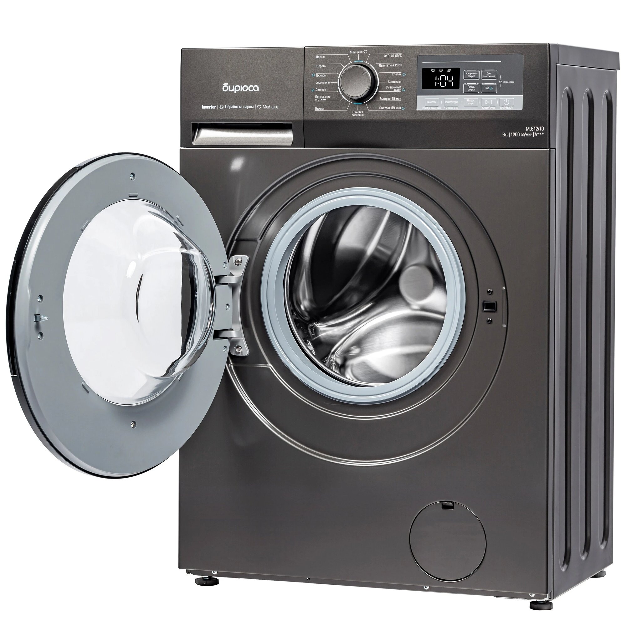 Стиральная машина БИРЮСА WM-ML612/10 DM, 6 кг, тёмный металлик