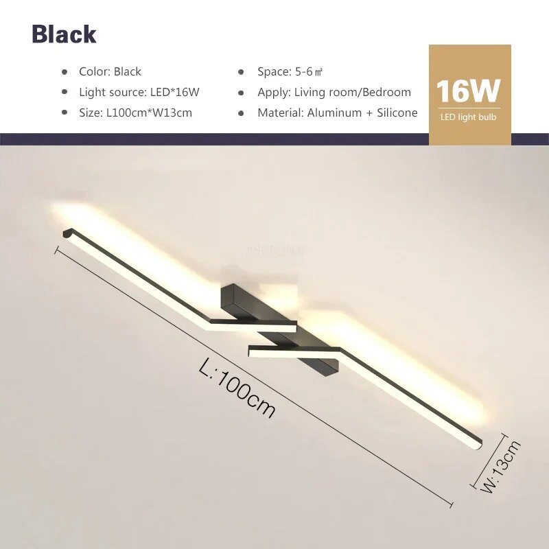 Современная люстра для потолка Modern LED Line для современной гостиной, столовой, спальни, кабинета. Фиксация золотого и черного цвета. Свет для потолка. Черный 100 см