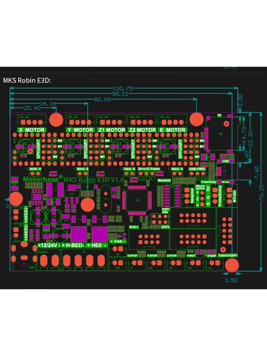 Материнская плата MKS Robin E3D для 3D-принтеров — фото 1