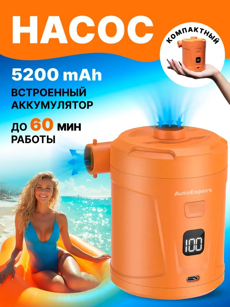 Насос для лодки ПВХ, SUP-досок, матрасов, батутов SUP001 электрический высокого давления (полного цикла) двухступенчатый