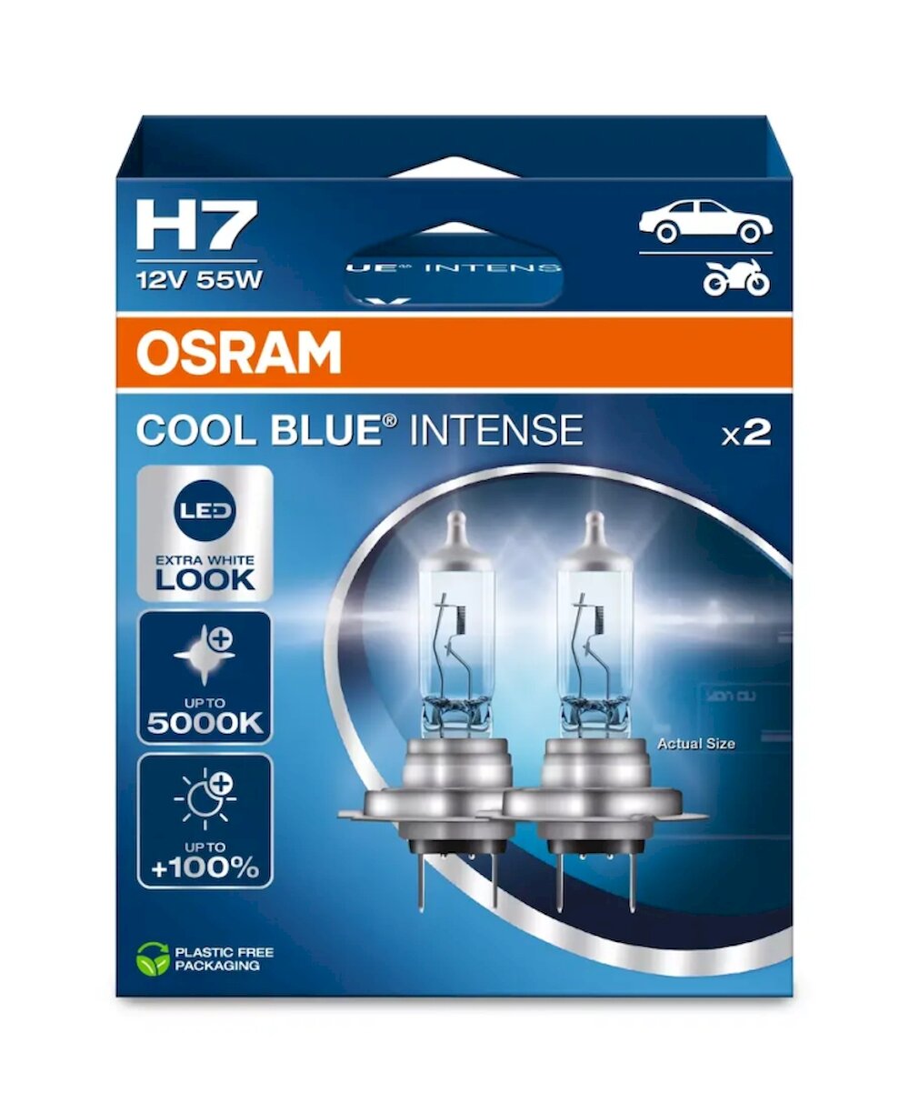 Автолампа галогенная H7 (55W PX26D +100%) COOL BLUE INTENSE (евробокс, 2шт) 5000K 12V OSRAM