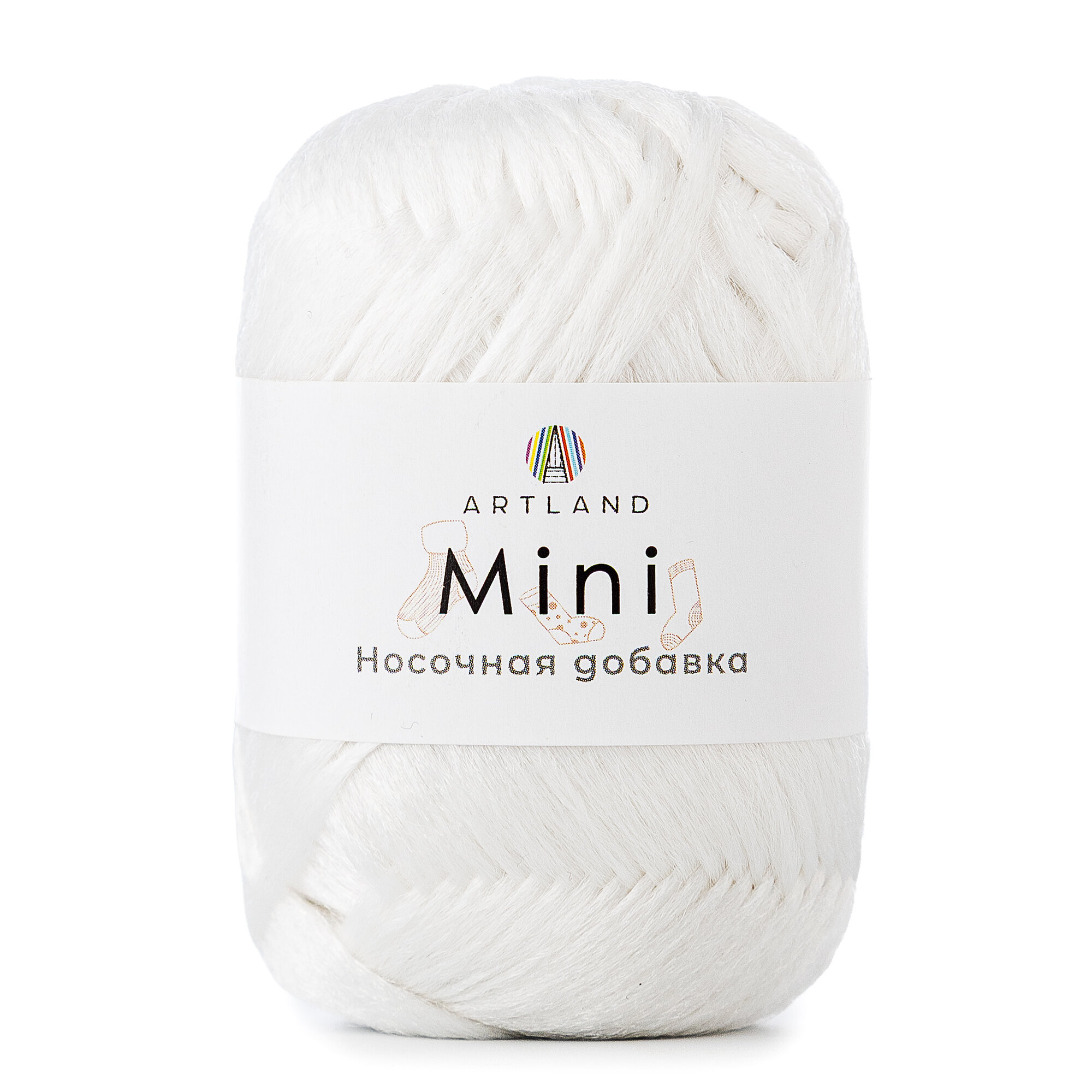 Пряжа для вязания Носочная добавка Mini Artland 5 мотков (150 м, 25 гр), цвет 01 белый