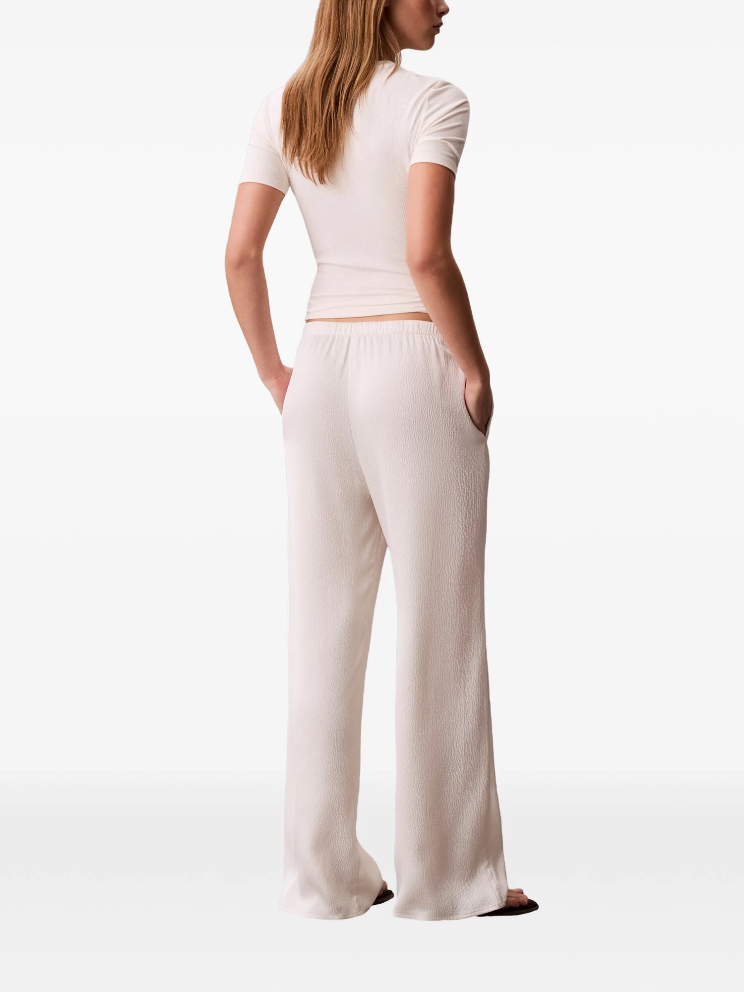 Брюки CALVIN KLEIN Satin trousers, размер 34 EU, white — фото 1