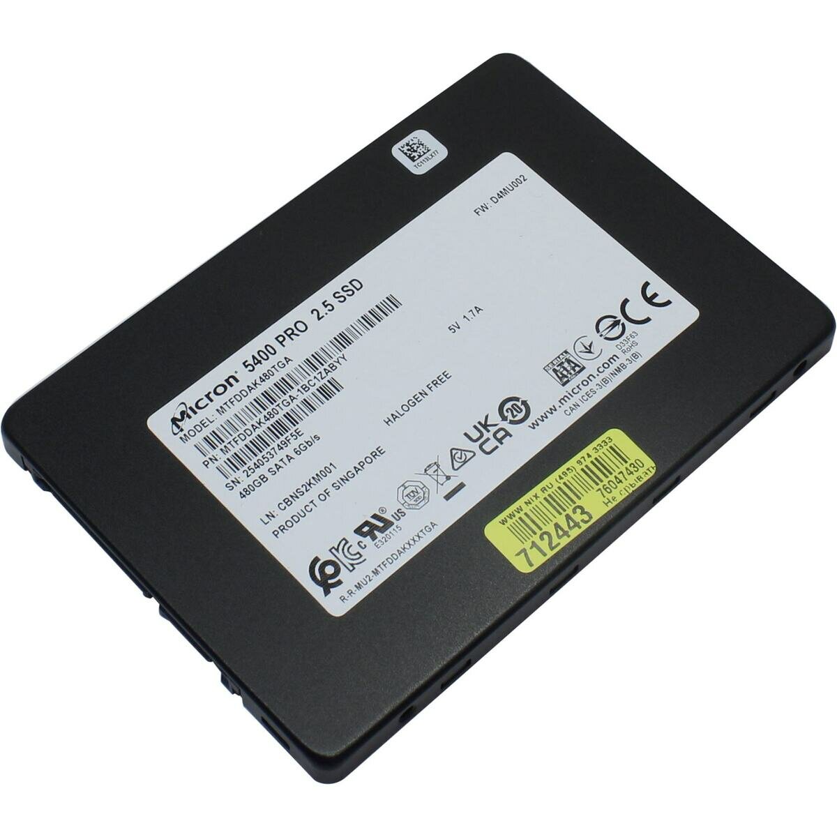 SSD 480 Gb SATA 6Gb/s Micron 5400 2.5"