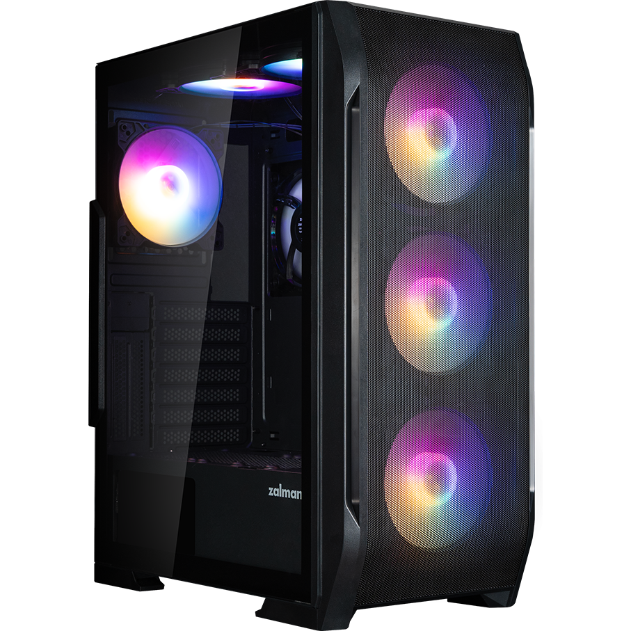 Корпус ZALMAN N7 Plus V2, ATX, Black, Window, 1xCombo (3.5” or 2.5”), 1 x 3.5”, 3 x 2.5”, 2xUSB2.0, 1xUSB3.0, Front 3x120mm RGB, Rear 1x120mm RGB