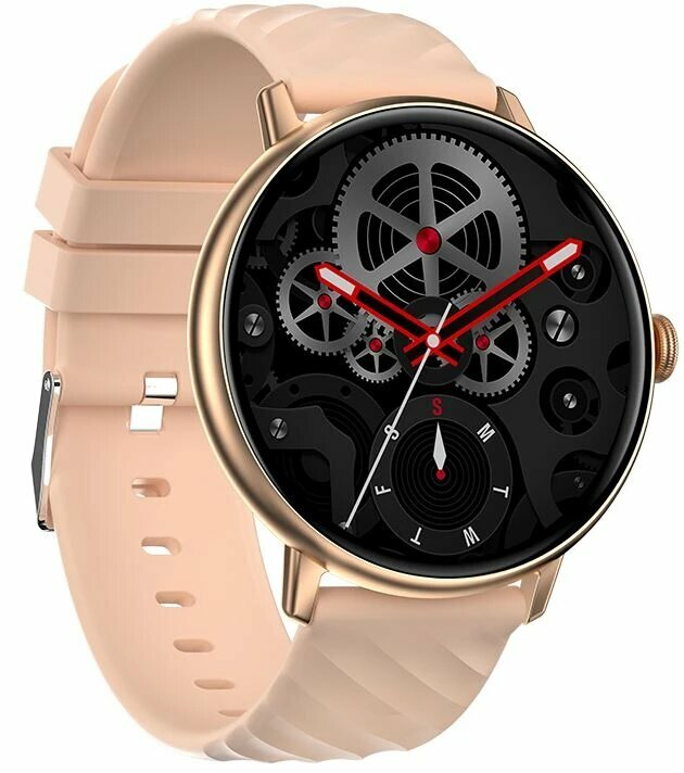 Смарт-часы KENSHI C86i, золотистые, силиконовые, Bluetooth 5.1, пульсомер
