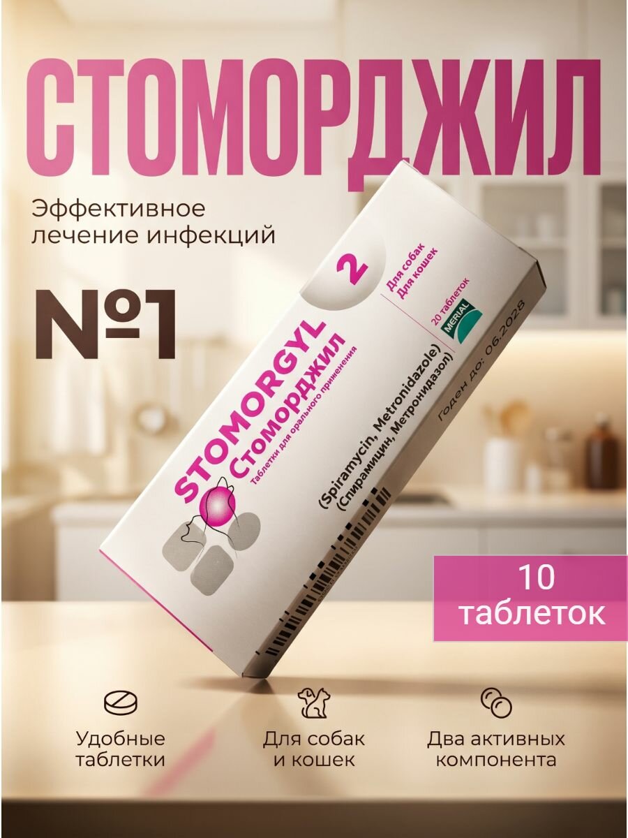 Стоморджил 2мг 10 таблеток. Противовоспалительный препарат для животных