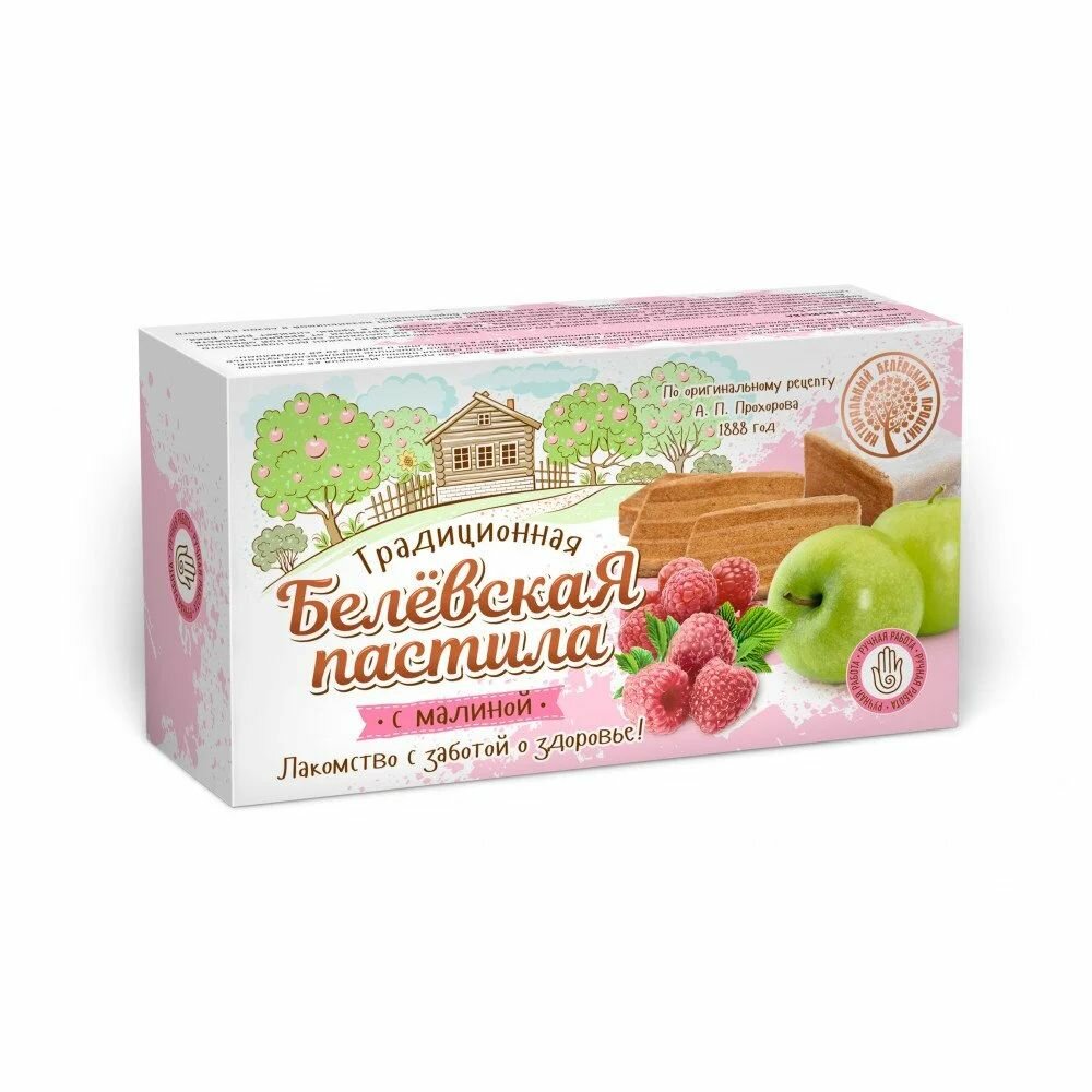 Пастила белевская без сахара - малина /картон/ 100г
