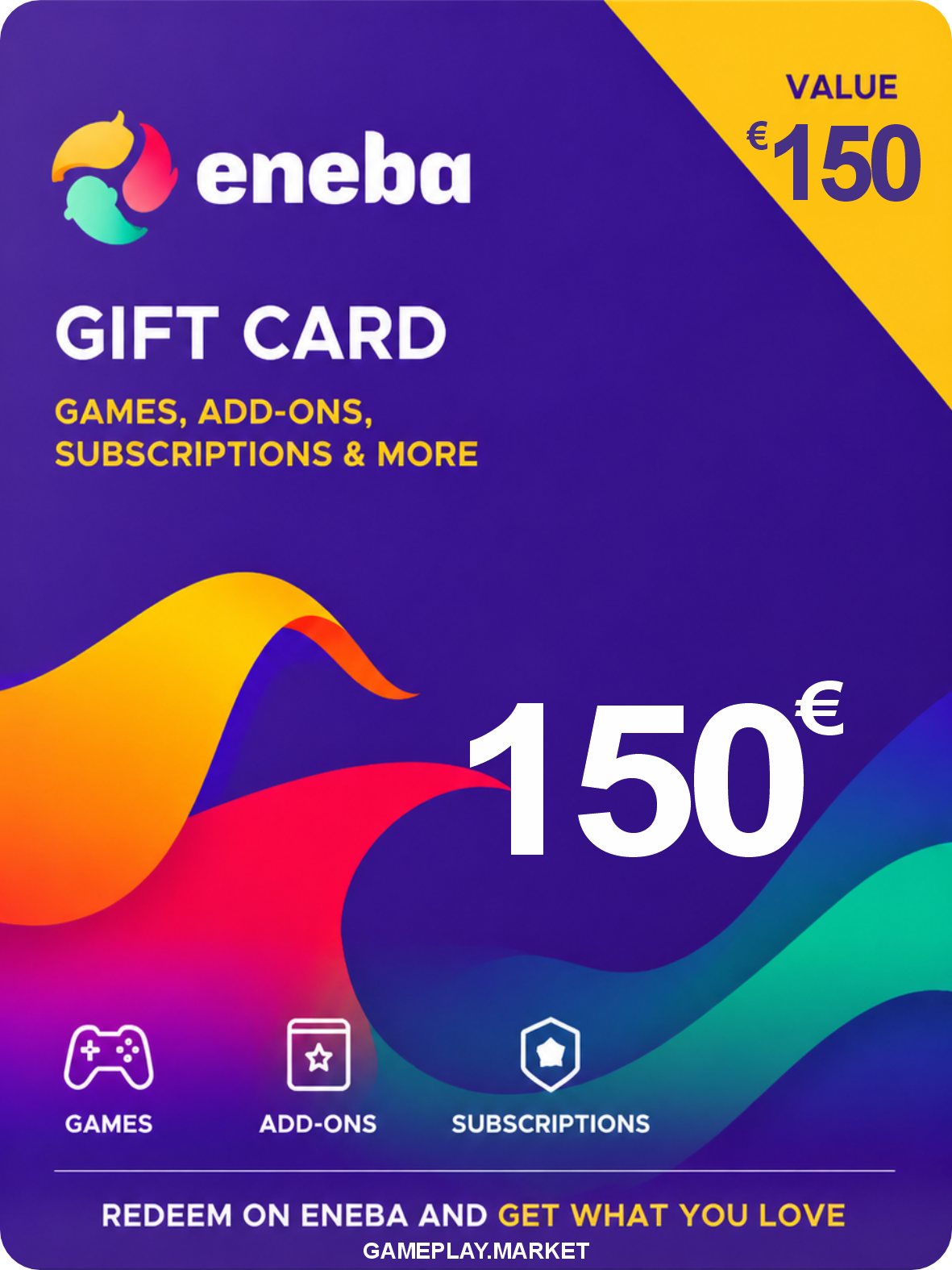 Подарочная карта Eneba на 150 EUR / Не для РФ и стран СНГ / Оригинальный цифровой код