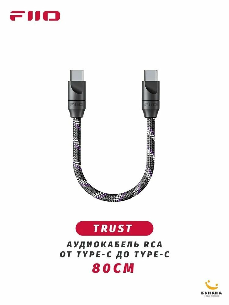FIIO Кабель аудиоадаптера серии, От Type-C до Type-C 80 см