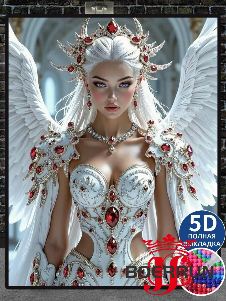 Toy Bud Алмазная мозаика "ангел" / Алмазная вышивка / Круглая картина стразами Полная выкладка 40х50CM(без подрамника, без рамки)
