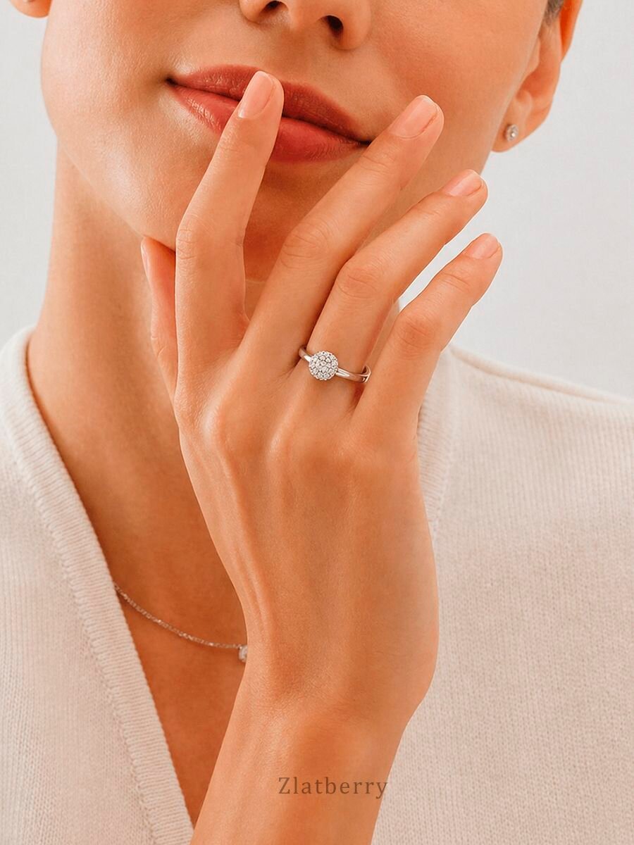 Кольцо ZLATBERRY, серебро, 925 проба, оксидирование, фианит