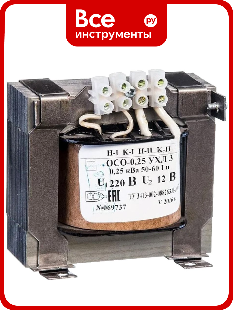 Трансформатор Электротехник ОСО-0,25 УХЛ3 220/12, IP00, ET051618