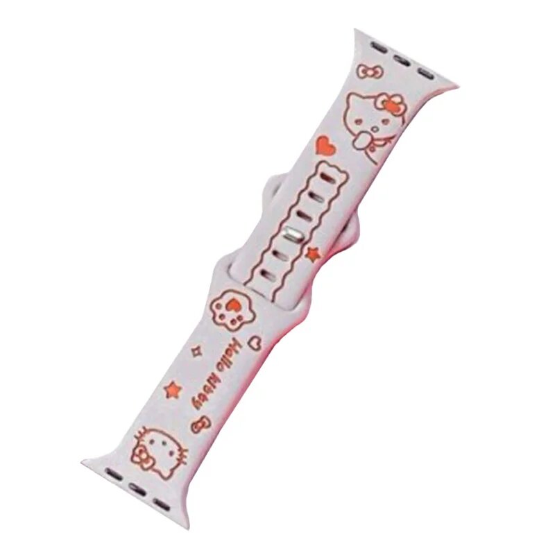 Силиконовый ремешок Sanrio Hello Kitty для Apple Watch 38 мм/41 мм/42 мм/44 мм/45 мм, совместимый с iWatch Series SE/9/8/7/6/5/3/Ultra 2.