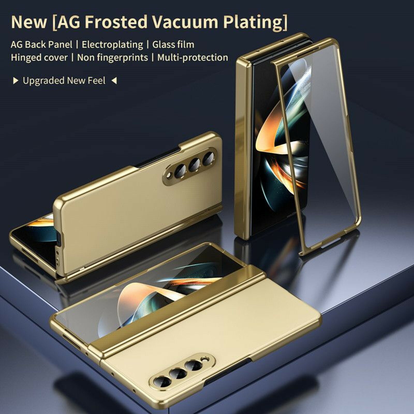 Жесткий защитный чехол MyPads для Samsung Galaxy Z Fold 3 с зеркальным золотистым покрытием