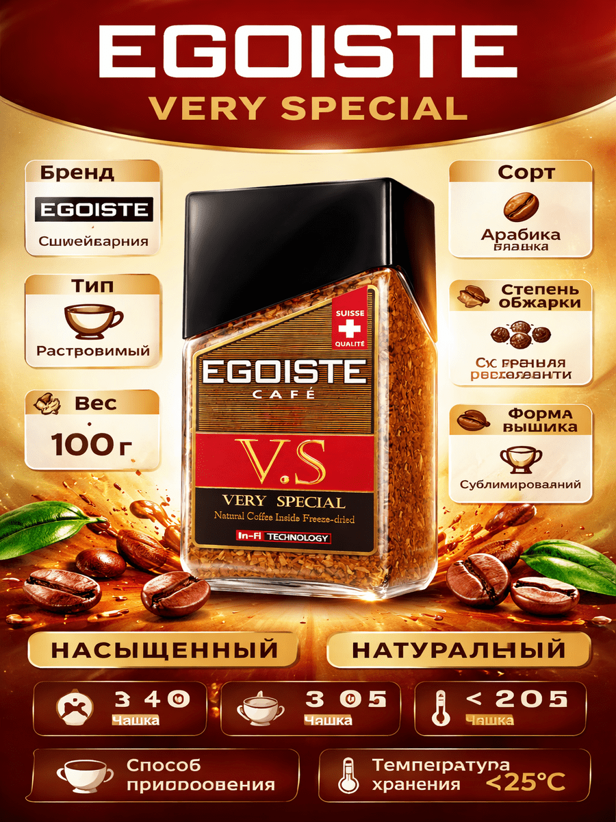 Кофе Egoiste Very Special растворимый сублимированный, 100г